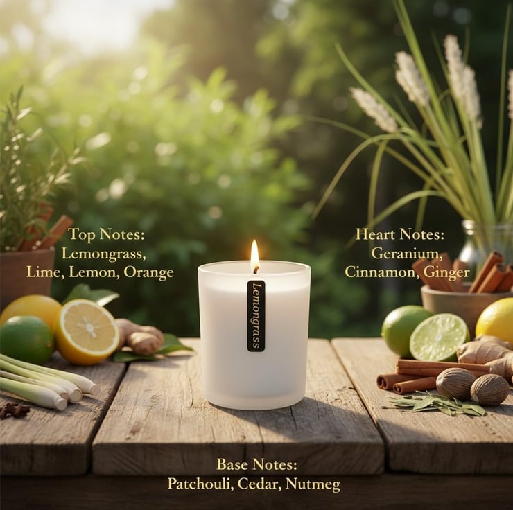 Hand-Poured Lemongrass Soy Wax Candle - Elegant... - Folksy