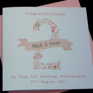 Handmade Personalised Anniversary Card 1st 2nd ... - Folksy