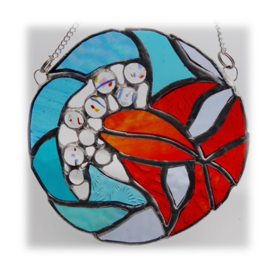 Goldfish Suncatcher Stained Glass Fish in a Bo... - Folksy