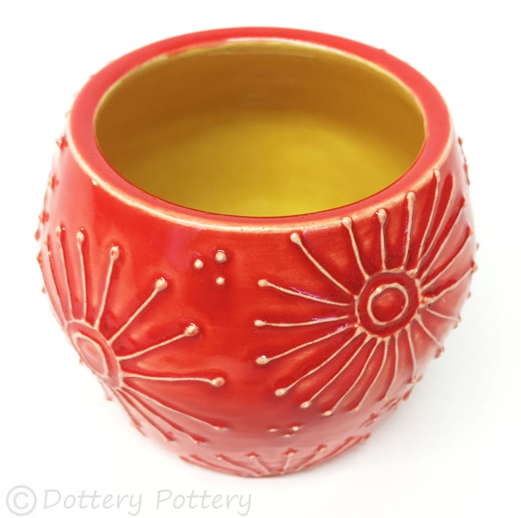 Deep Orange ceramic pot pottery bowl beautiful ... - Folksy
