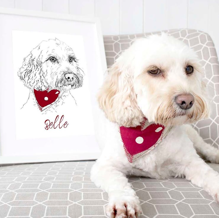 A4 Personalised cockapoo art print in red or pi... - Folksy
