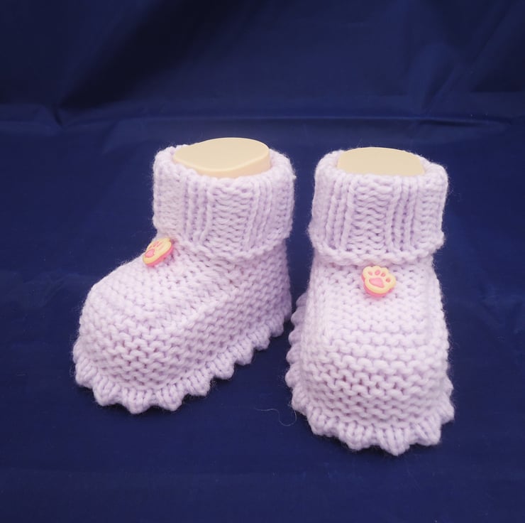 Cute Baby Booties, Hand Knit Baby Booties in Pa... - Folksy