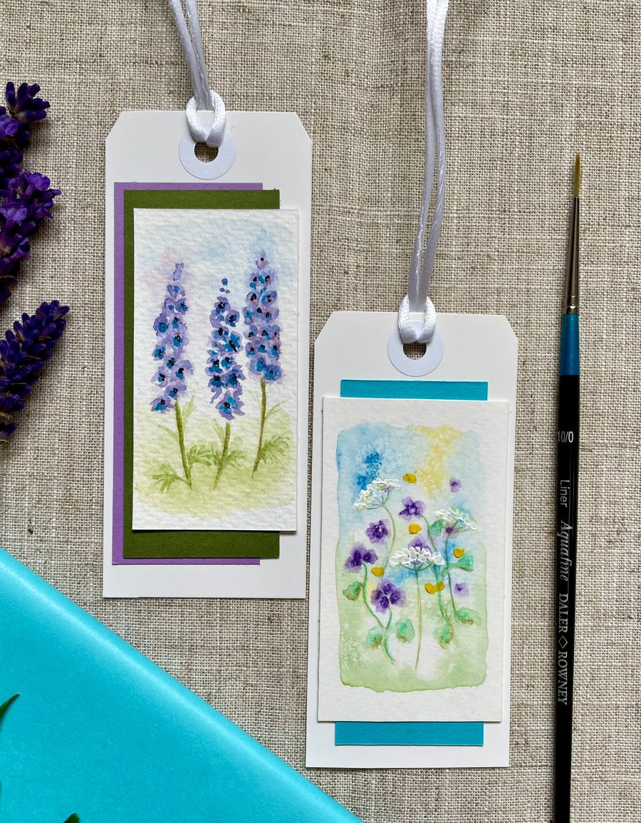 Pair of Hand painted, floral gift tags, summer ... - Folksy
