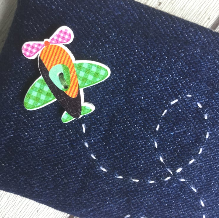 Denim Coin Purse With Aerobatic Decoration - Folksy