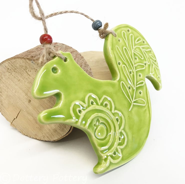 Ceramic squirrel decoration Pottery squirrel wo... - Folksy