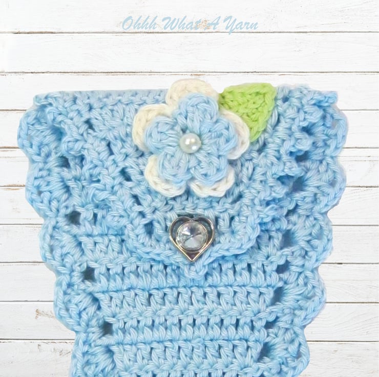 Blue floral crochet scissor case - Folksy