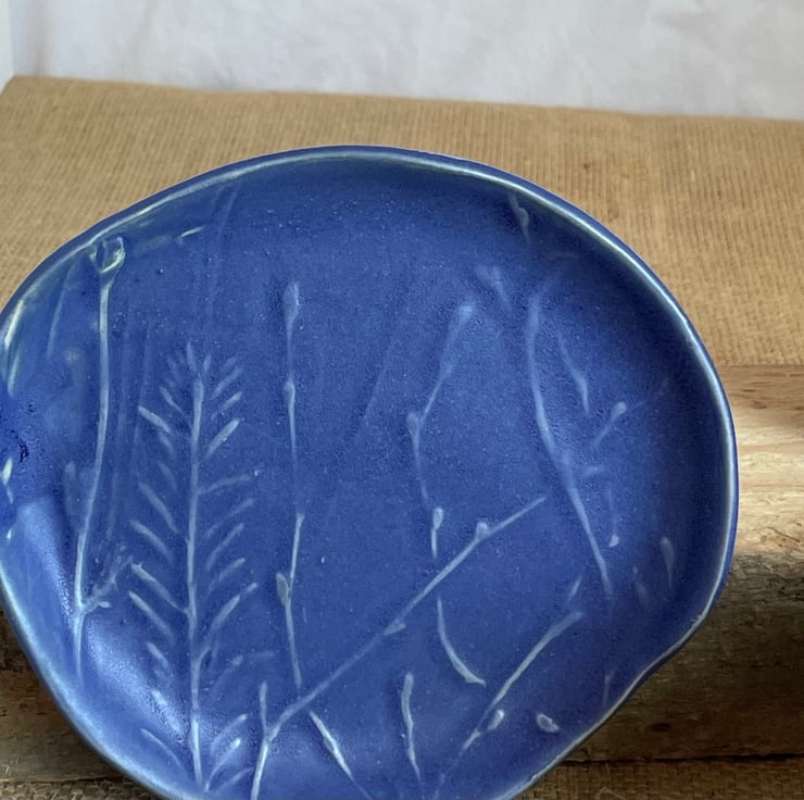 Hand made ceramic tea cup & saucer, blue te... - Folksy