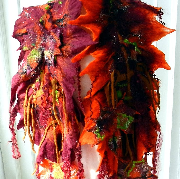 FELTED SCARF ---100%MERINO WOOL--AUTUMN KISS- - Folksy