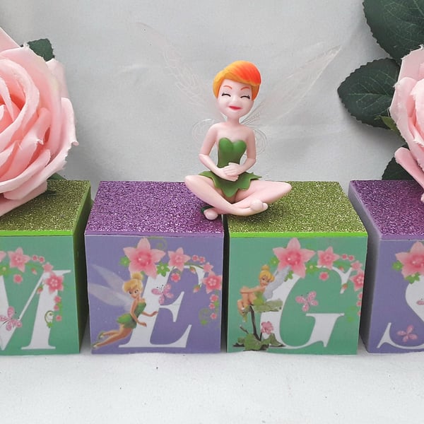 Tinkerbell Wood Blocks, Personalised Blocks, Nu... - Folksy