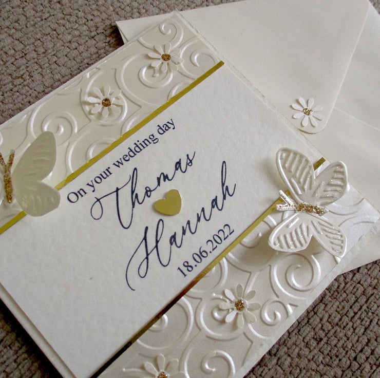 Personalised Butterflies Wedding Card - Congrat... - Folksy