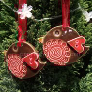 Ceramic robin Christmas decoration - Folksy