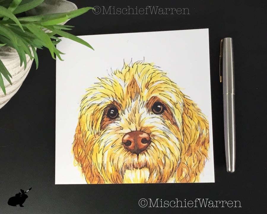Gold Cockapoo Art Card - Blank or Personalised ... - Folksy