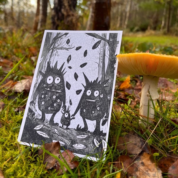 Autumn Monsters - Pack of 4 Postcards - Loveabl... - Folksy