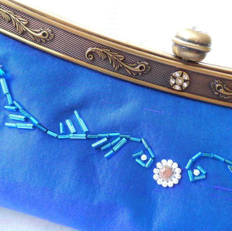 Blue silk evening bag. Clutch bag. Wedding or P... - Folksy