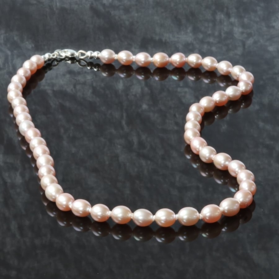 Pink Freshwater Pearl Necklace - Folksy
