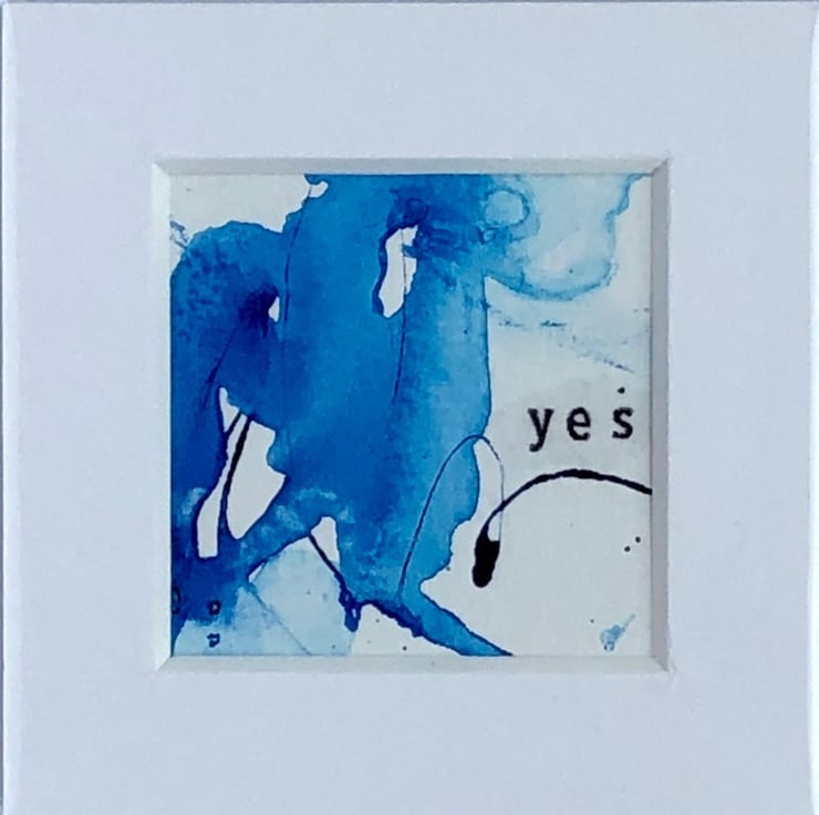 Yes affirmation art, blue original abstract pai... - Folksy
