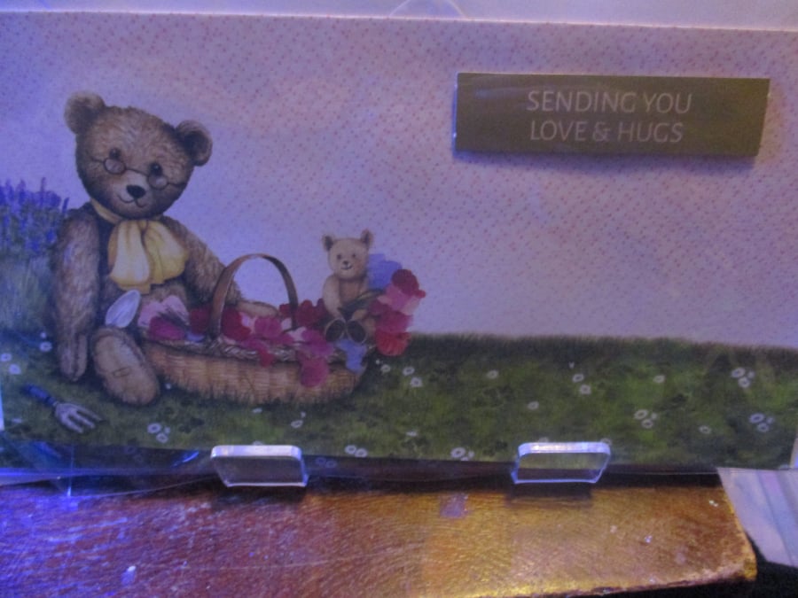 Sending you Love and Hugs Teddy Card - Folksy
