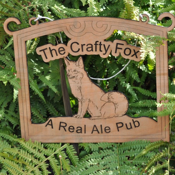 Fox Pub Sign Decorative Wall Art Laser Cut Wooden - Folksy