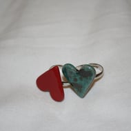 Handmade heart shaped ceramic ring with silver ... - Folksy