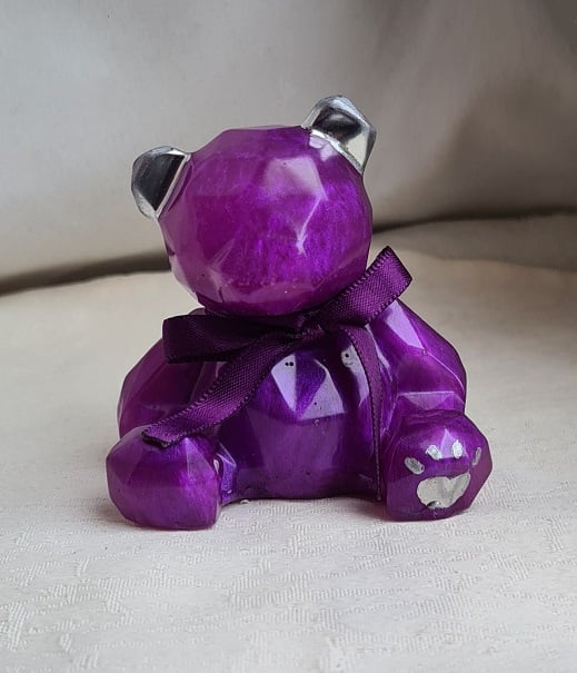 Gorgeous Pretty Purple Resin Bear - Keepsake Gift. - Folksy