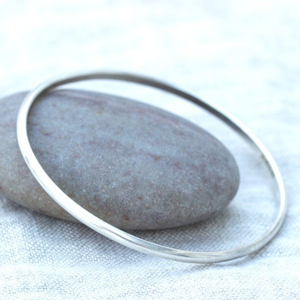 Recycled Sterling Silver Solid Bangle, Hallmarked - Folksy