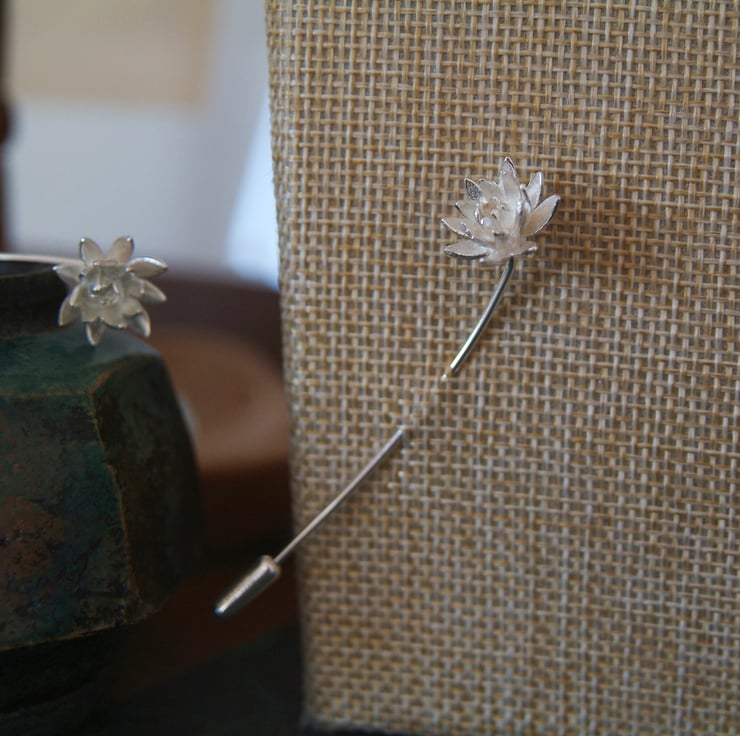 Lotus Flower Brooch Pin, Sterling Silver Lotus ... - Folksy