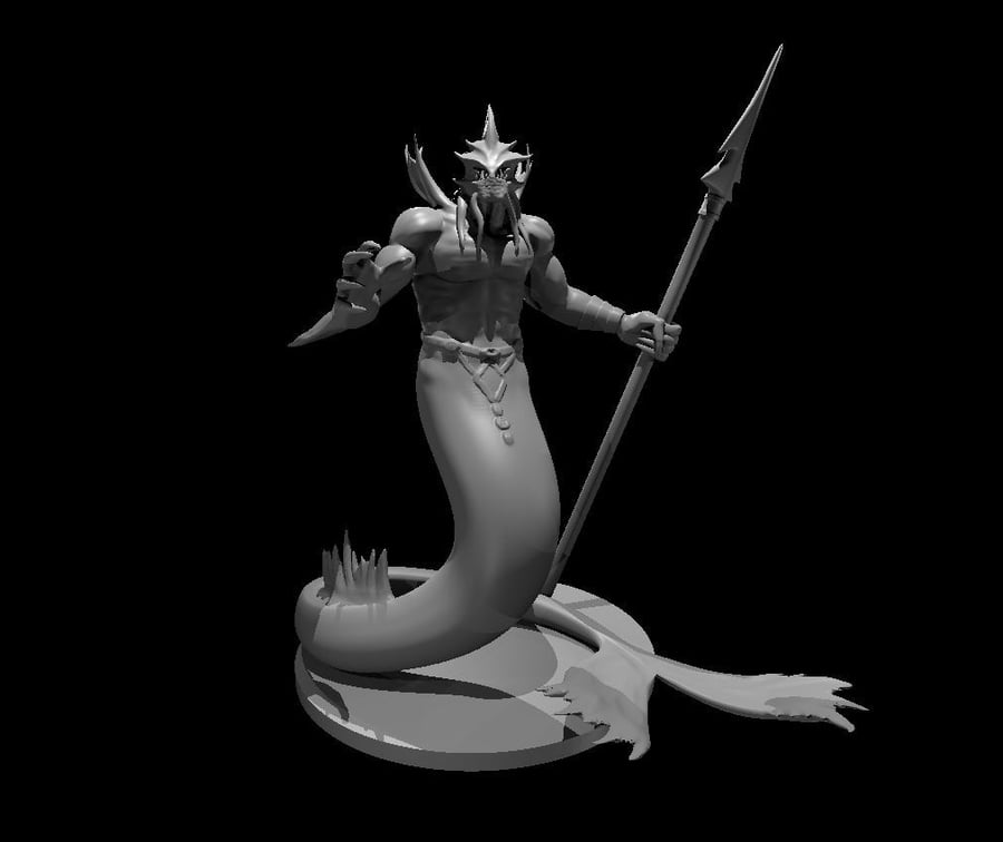 Merrow - 3D Printed Resin DnD Pathfinder Figure... - Folksy