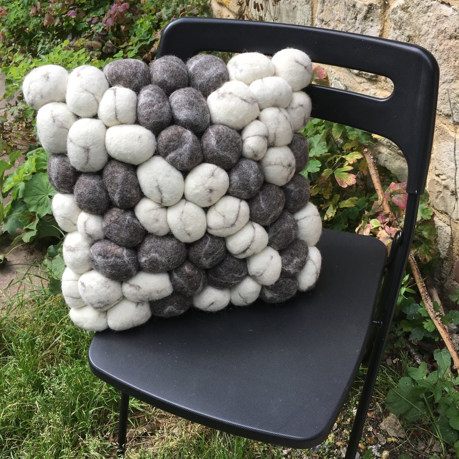 Felted pebble cushion 40 x 40cm - Folksy