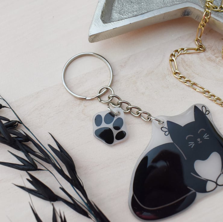 Tuxedo Cat Keyring or Magnet, Black Cat Keyring... - Folksy
