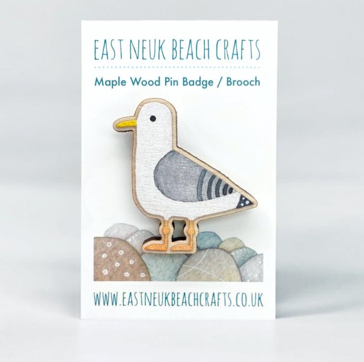 Wooden Pin Badge - Seagull - Maple Wood Brooch ... - Folksy