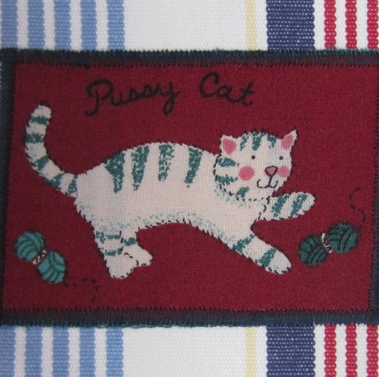 Cat and Hearts Peg Bag - Folksy