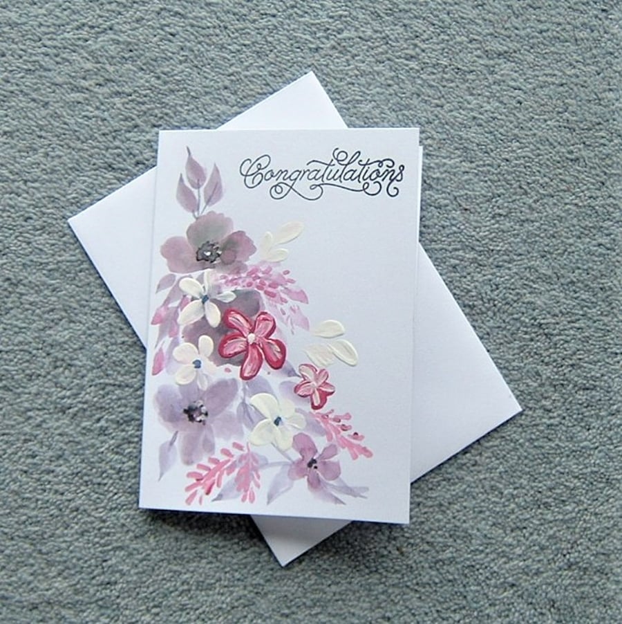 hand painted original art congratulations greet... - Folksy