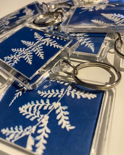 Cyanotype print Key Rings - Folksy