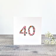 40th Birthday card, age 40 card, card for 40 ye... - Folksy