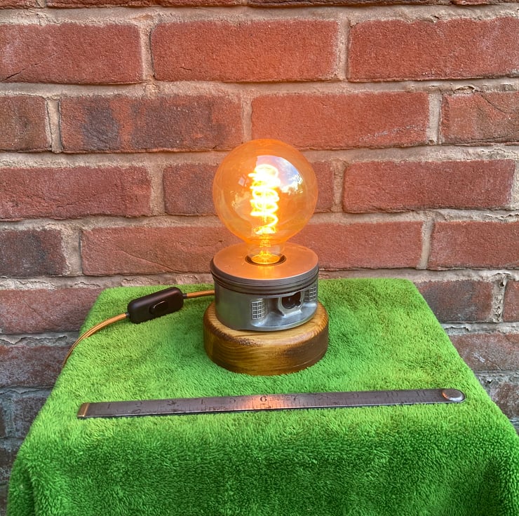 Decorative Table Lamp, Upcycled Motorcycle Piston - Folksy