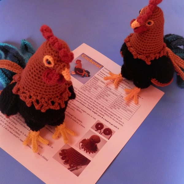Cockerel Crochet Pattern UK Terminology - Folksy