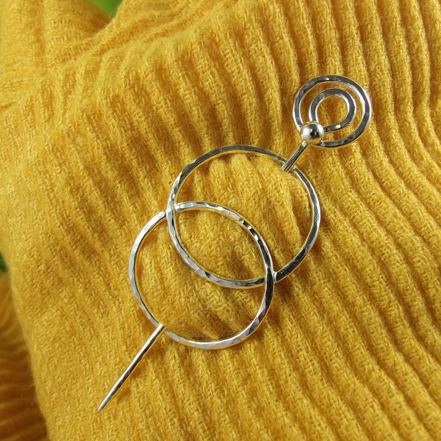 Shawl Pin, Sterling Silver Interocked Circles P... - Folksy