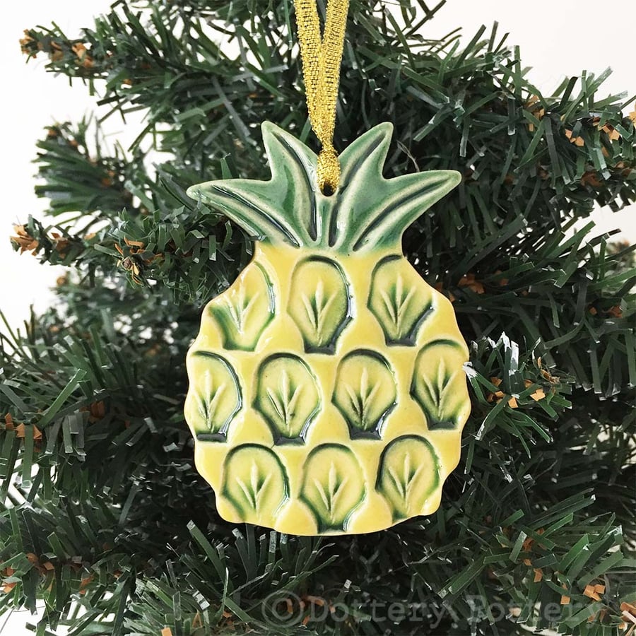 Ceramic Pineapple Christmas decoration Pottery ... - Folksy
