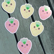 Kawaii Strawberry Stickers Pink and Yellow - Folksy