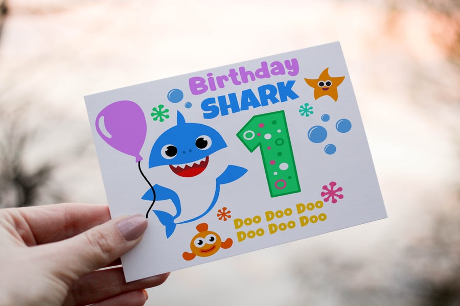 Baby Shark Birthday Card, Card for Child, Birth... - Folksy