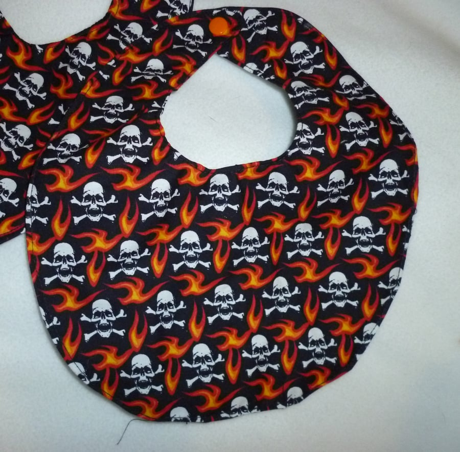 Hand made biker skull & cross bones bib- black - Folksy