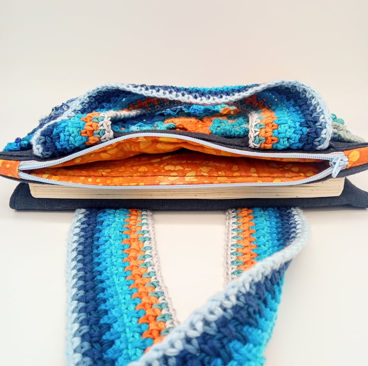 Blue and orange book bag - Folksy