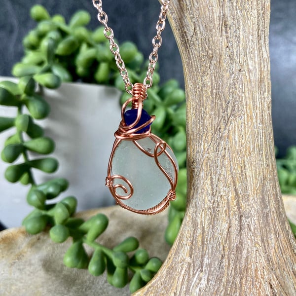 Handmade sea glass jewelery wire wrapped sea gl... - Folksy