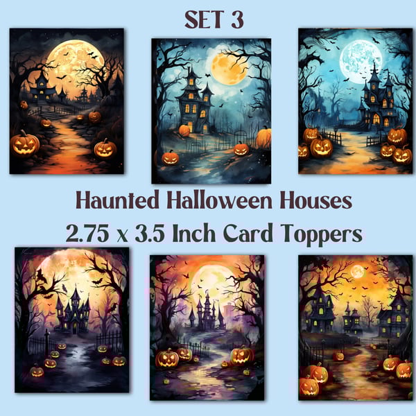 Haunted Halloween Houses Set of 6 2.75 x 3.5 In... - Folksy