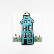 Dutch house ceramic brooch - Folksy