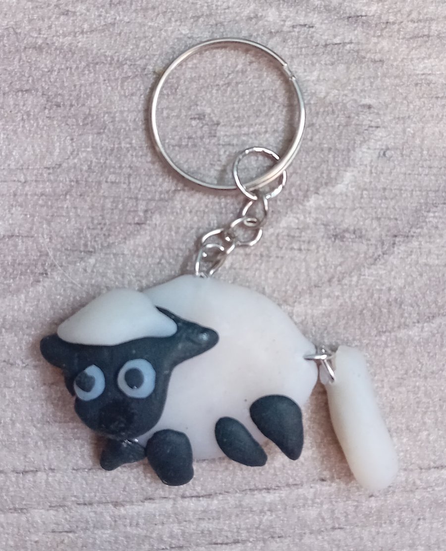 Adorable One-of-a-Kind Sheep Keyring with Wagg... - Folksy