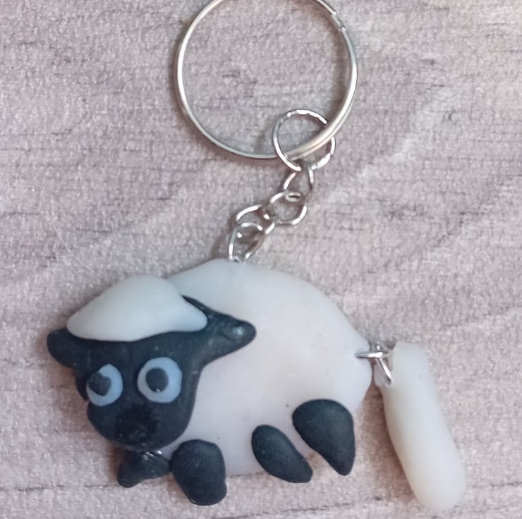 Adorable One-of-a-Kind Sheep Keyring with Wagg... - Folksy
