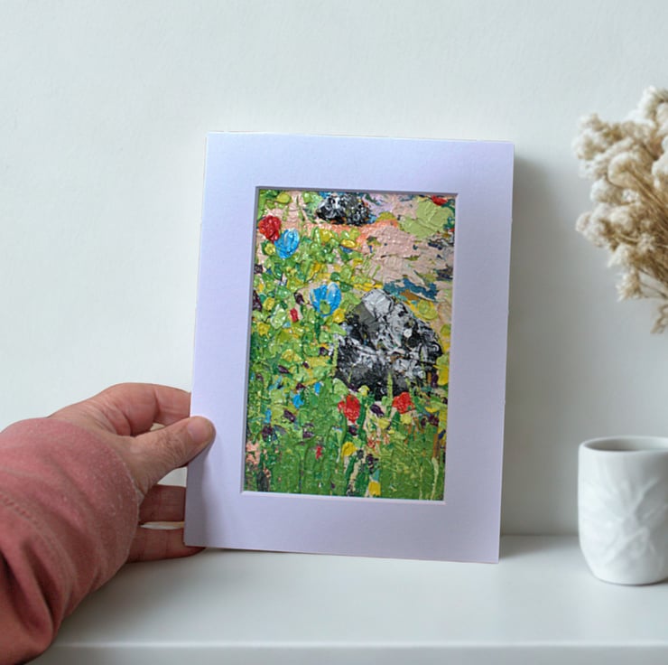 A small acrylic painting - rocks - wildflowers ... - Folksy