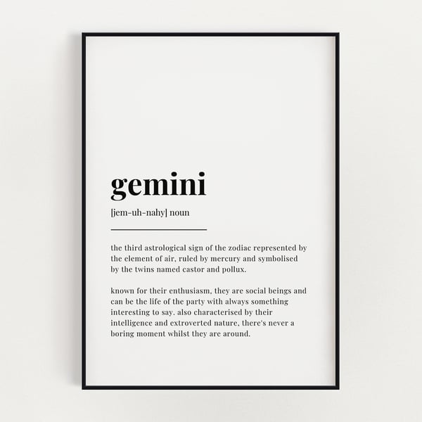GEMINI DEFINITION PRINT, Astrology Gift, Gemini... - Folksy