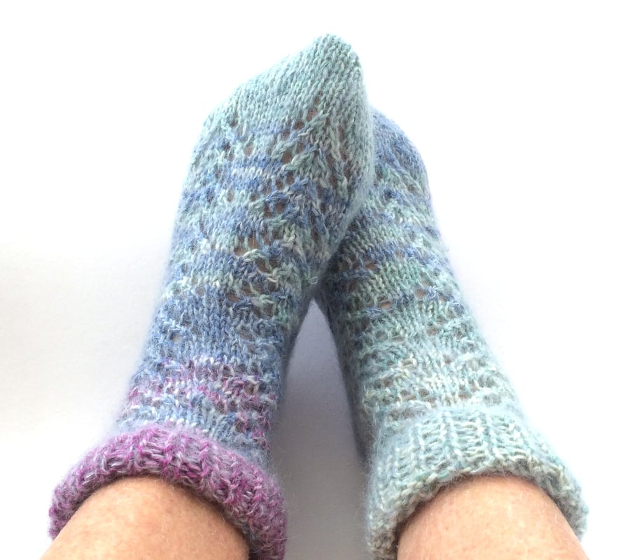 Lace Bed socks knitting pattern - Folksy